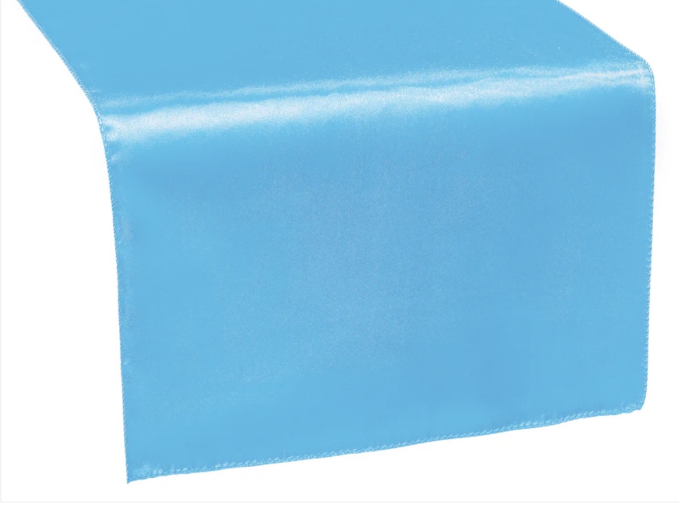 Tiffany Blue Satin Runner – Discount Event Rentals